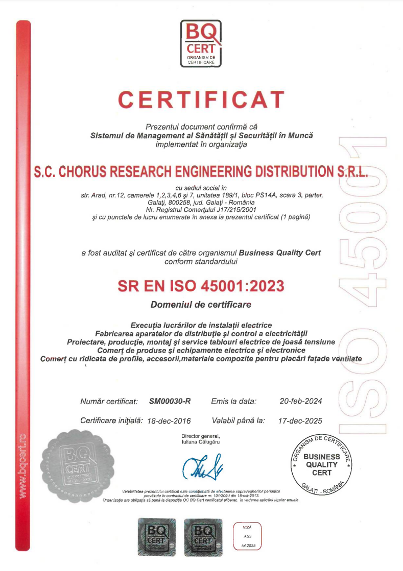 Certificari | Chorus Research