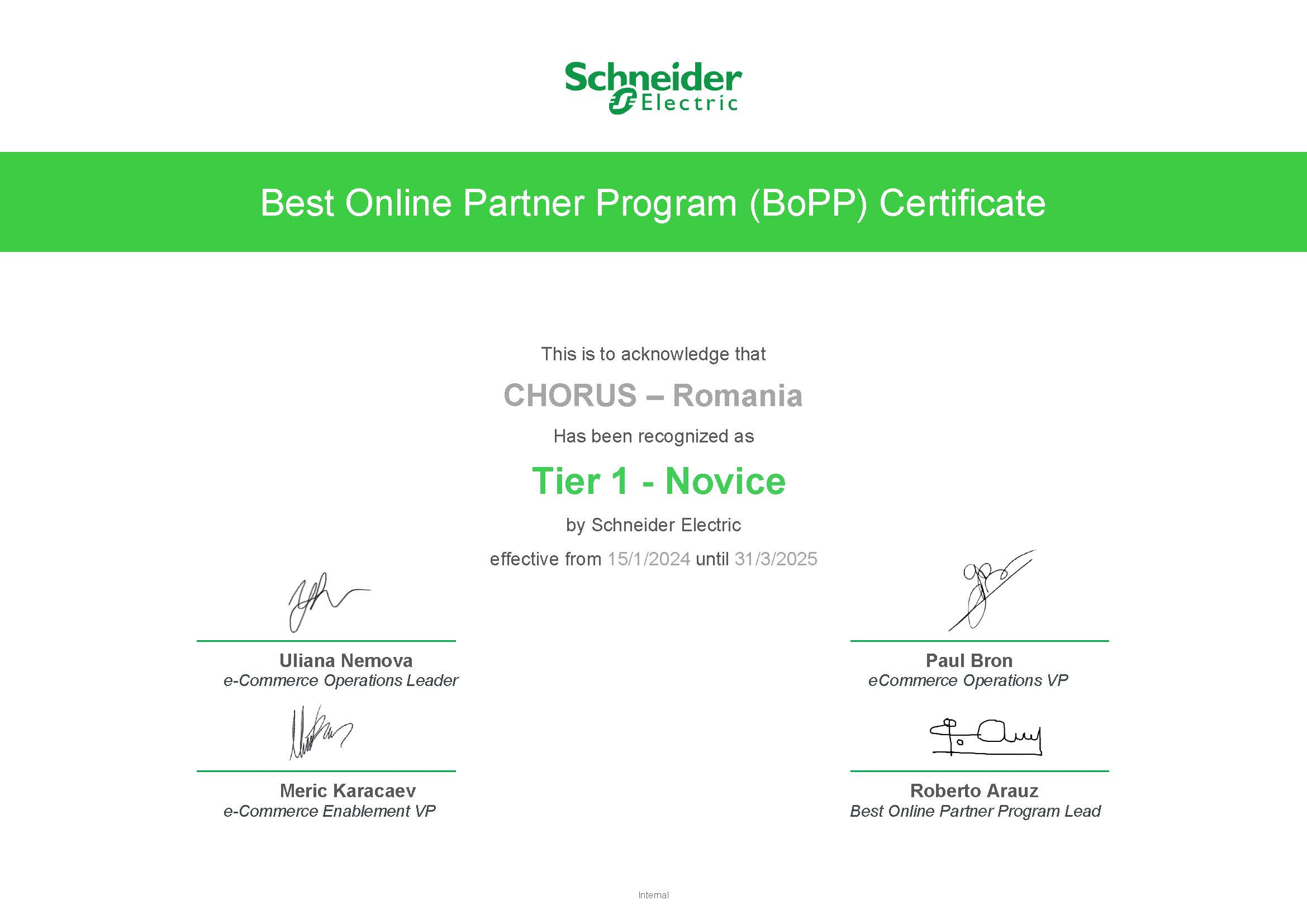 Certificari | Chorus Research