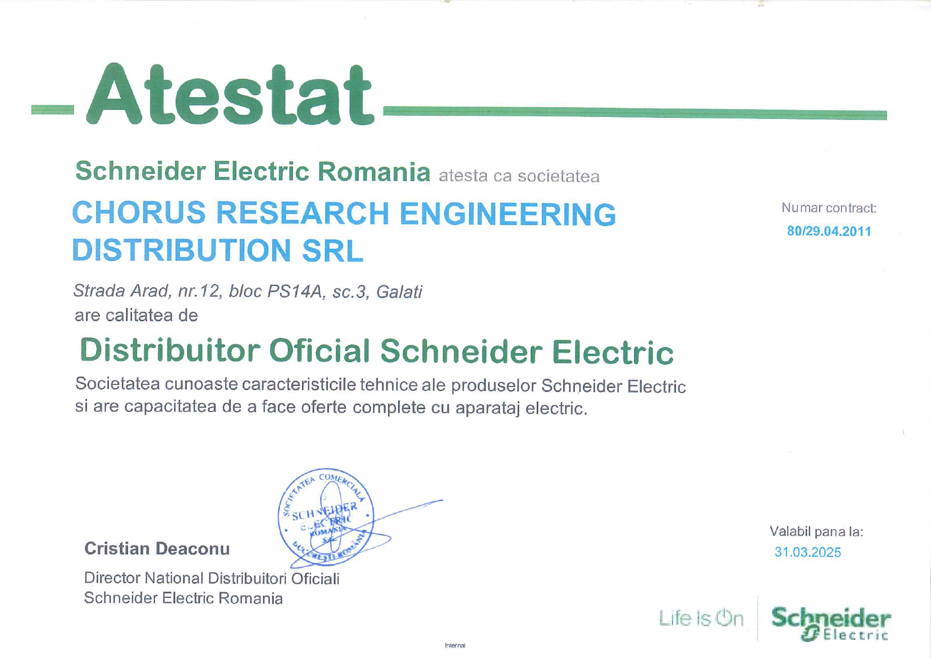Certificari | Chorus Research