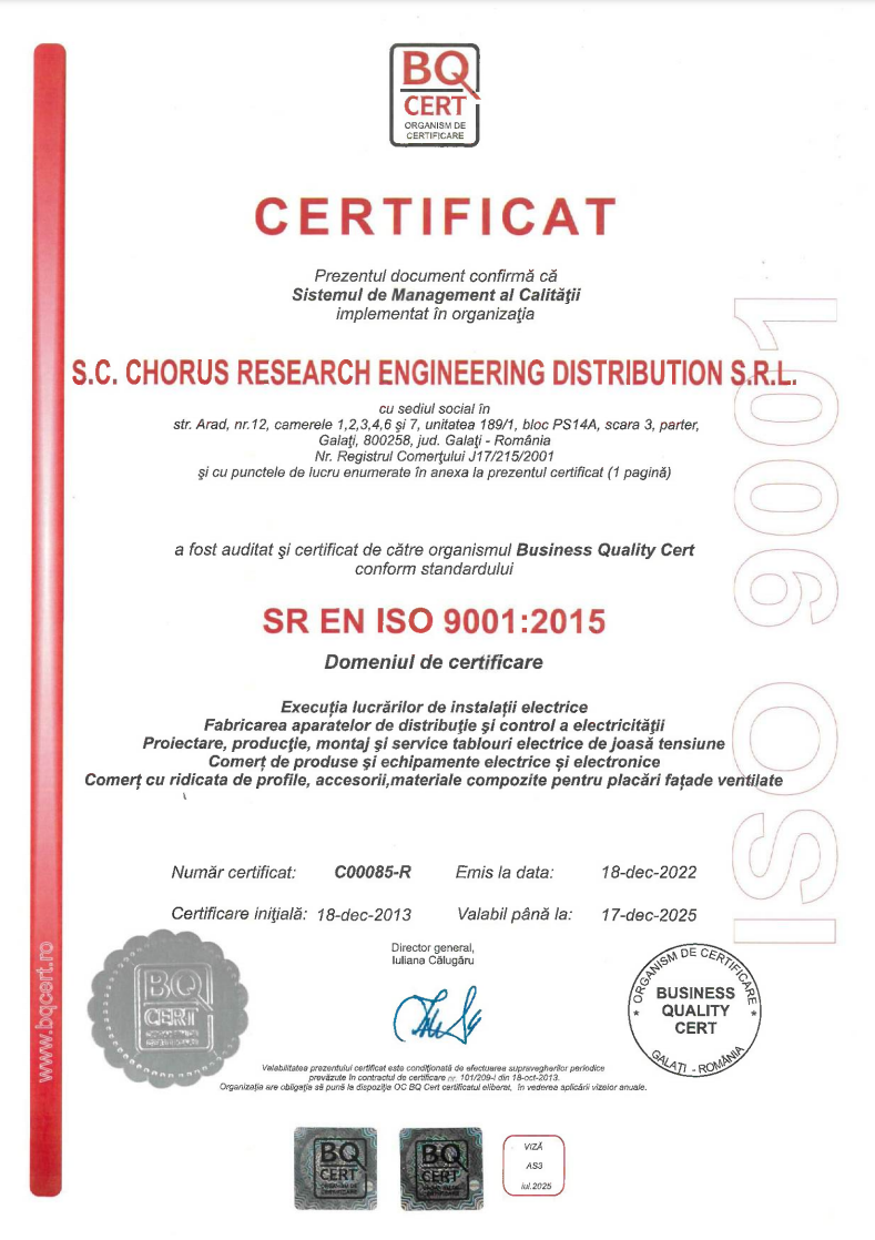 Certificari | Chorus Research